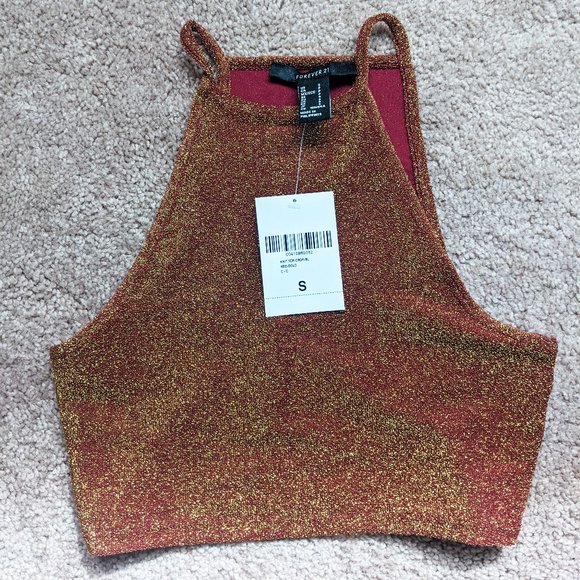 Forever 21 | Tops | Copper Glitter Crop Top Forever 2 S | Poshmark